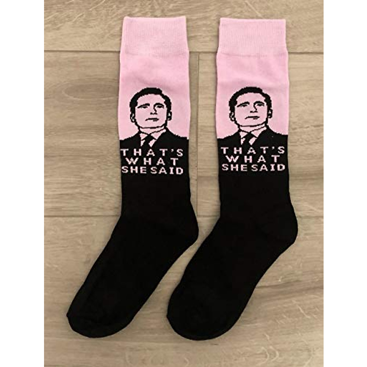 Balanced Co. That's What She Said Dress Socks Michael Scott Funny Socks Crazy Socks Casual Cotton Crew Socks (Pink)
