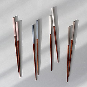 Chopsticks Reusable Rose Wood Lacquer Wooden chopsticks Set of 4 Non Stick (4PCS) (Ivory)