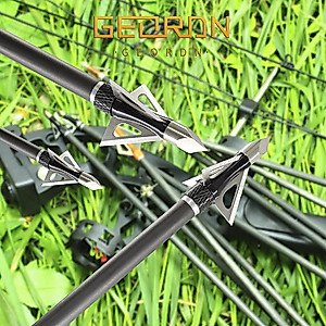 100 Grains Archery Hunting Broadheads 1-1/8" Cutting 3-Fixed-Blades Bow-Hunting Arrow Tip 6 PK (Black 6 pk)