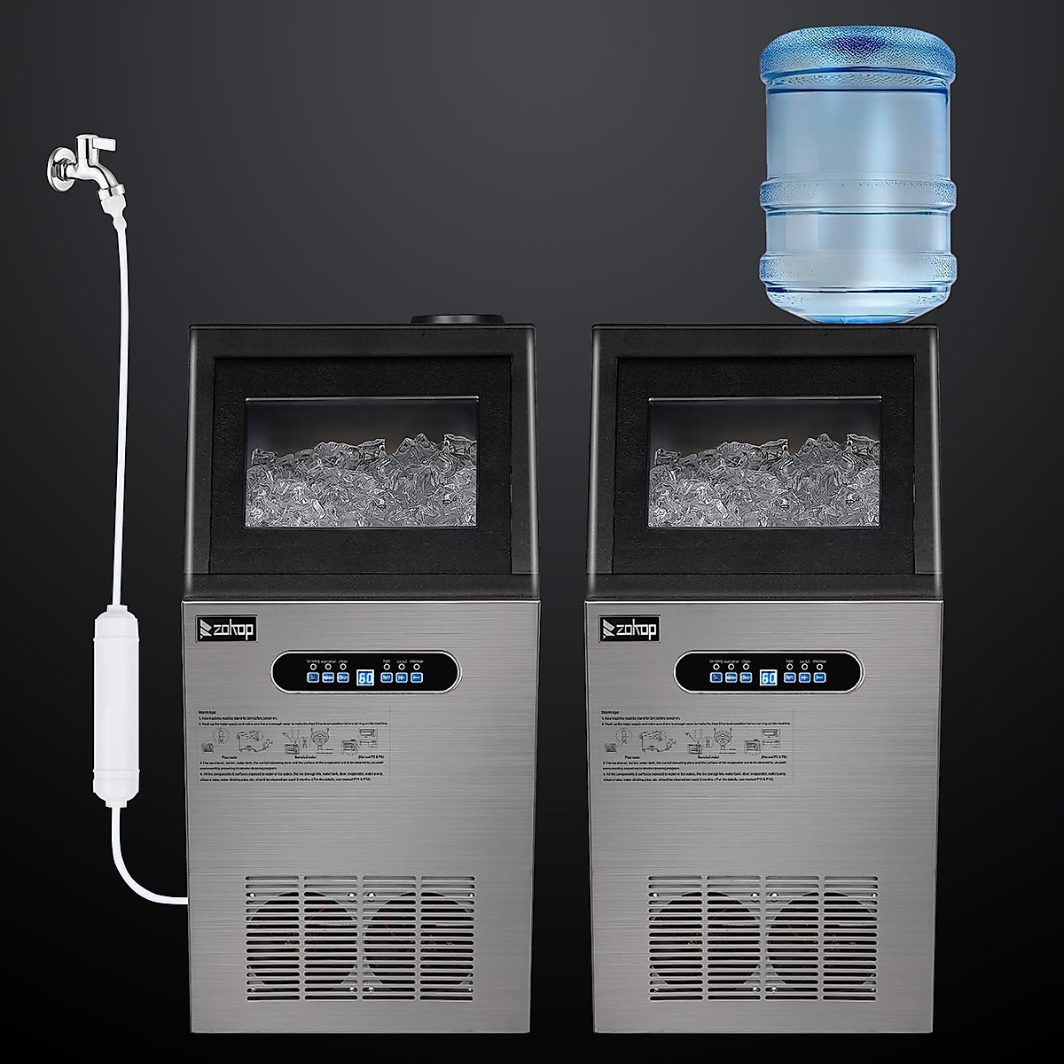 Winado Commercial Ice Maker 110LBS/24H, Stainless Steel Freestanding Ice Maker Machine w/ 24LBS Storage Bin, Auto Clean Under Counter ice Machine for Home, Restaurant, Bar, Hotel, Store