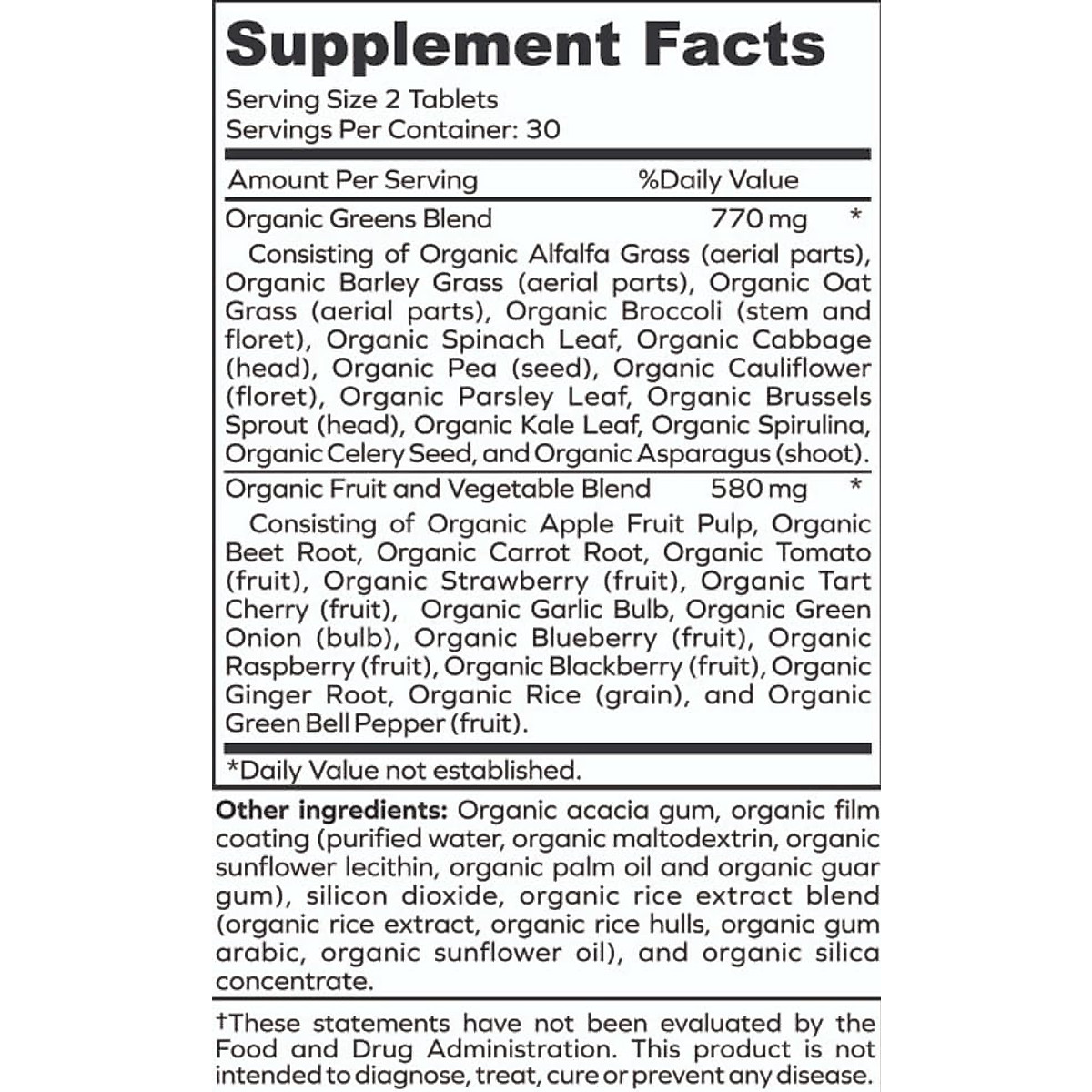 envitamin Green Fuel Organic Greens Tablets - Organic Greens, Fruit and Vegetable Blend