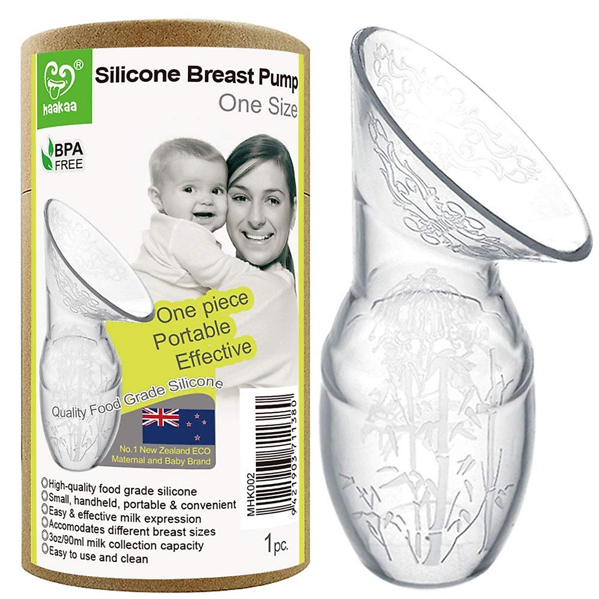 haakaa Manual Breast Pump with Strap Combo 4oz/100ml Silicone Breastpump Breastfeeding Pump Milk Saver Milk Pump 100% Food Grade Silicone