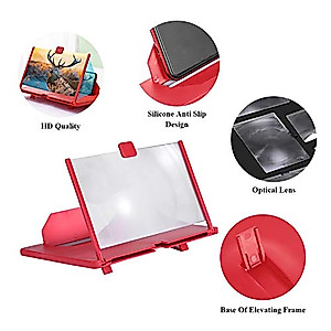 12" Phone Screen Magnifier 3D Screen Amplifier HD Mobile Phone Magnifier 3D Phone Projector Screen for Movie Video Live Broadcast, Fits All Phones