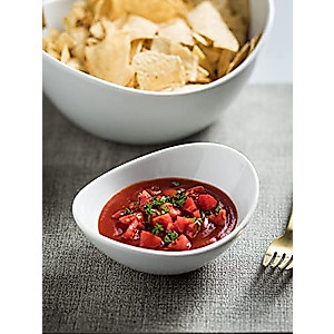 Miamolo Porcelain Serving Bowl Set for Appetizer Serving Dishes Set with 2 Compartment, Chip and Dip Taco Rack Display Salad Bar Serving Set, Gold Stand