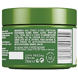 John Frieda Detox & Repair Masque 250 ml, Intensive Deep Conditioner for Dry, Stressed and Damaged Hair, Nourishing Hair Mask with Cannabis Sativa Seed Oil and Avocado