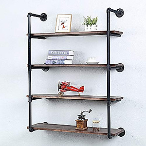 SUJIN, Industrial Pipe Shelving Floating Shelves,Pipe Shelves with Wood Rustic Wall Shelves,36in Pipe Wall Shelf Metal Floating Shelf Wall Mounted,Iron Floating Bookshelf Hanging Book Shelves