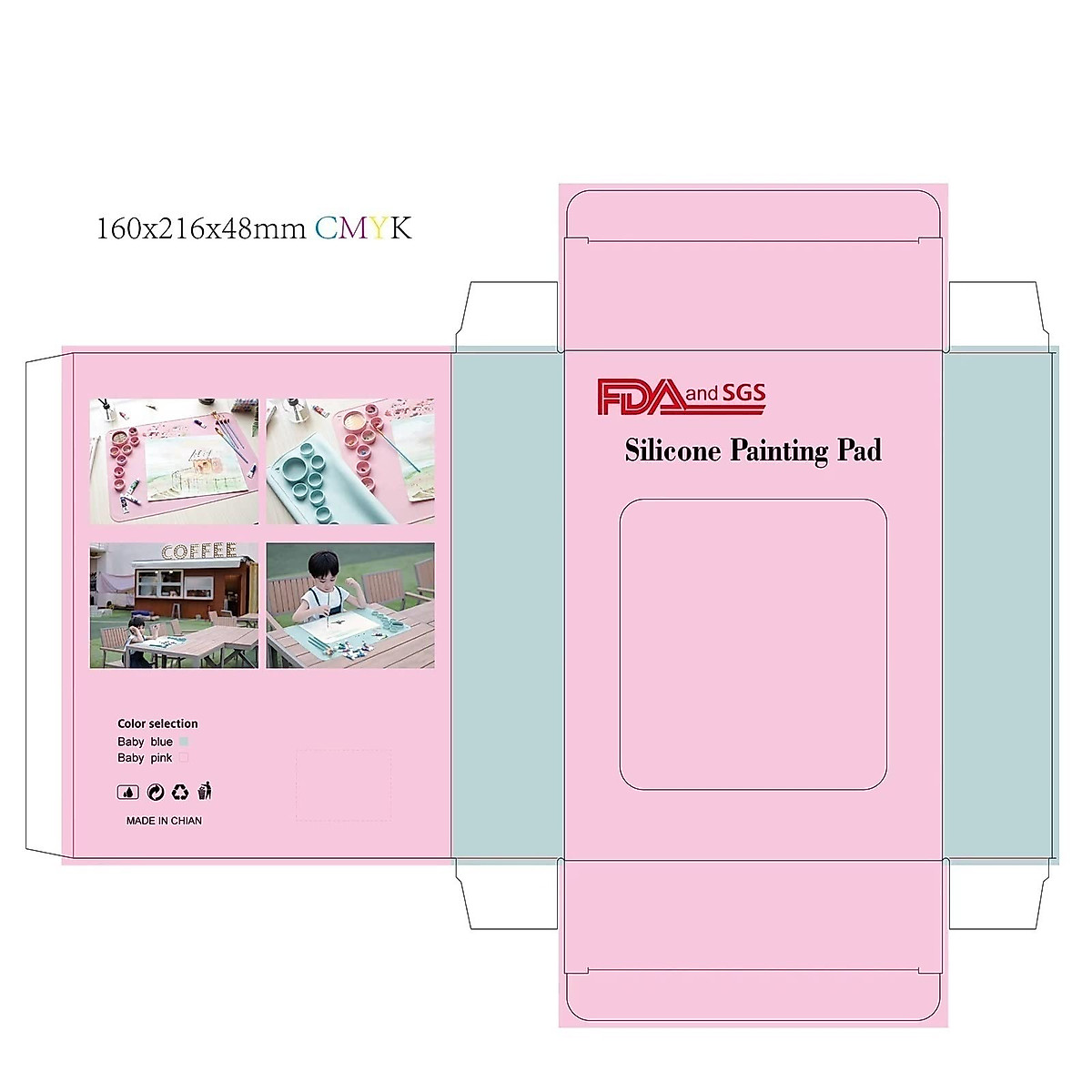 HQSGDMN Silicone Craft Mat, 24x16inch Nonstick Craft Mat with Collapsible Paint Brush Cleaning Cup and Pen Holders Silicone Sheet Crafting for DIY Projects (Color : Blue)