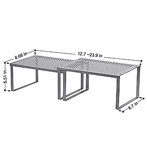 MOOACE Set of 4 Expandable Stackable Kitchen Counter Shelves Organizer, Metal