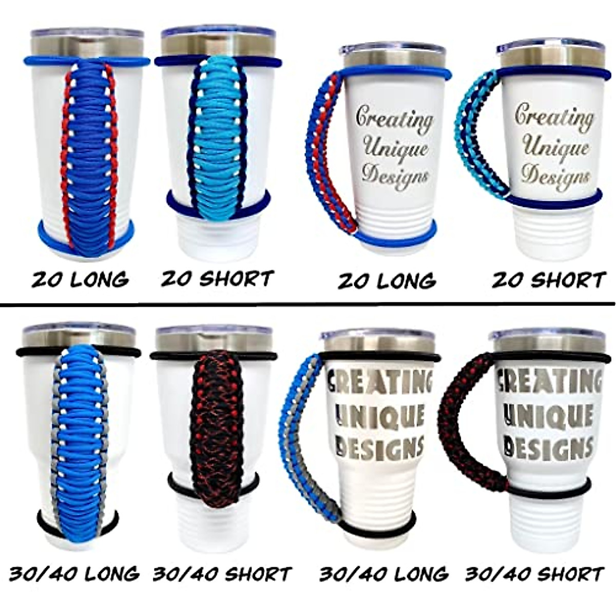 Creating Unique Designs Handmade Elastic Tumbler Handles 20 30 32 40 oz (Handle Only) (Purple blend lavender)