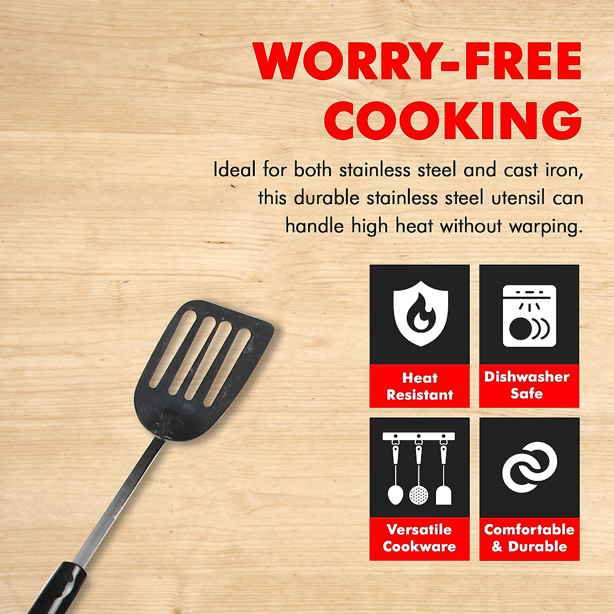 Chef Craft Select Turner/Spatula, 14.5 inch, Stainless Steel/Black