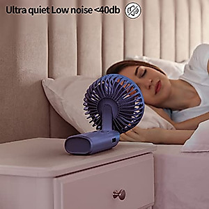 TUNISE Portable Handheld Fan, Neck Fan, 4000mAh Desk Fan, 180° Adjustable, 6 Speed Wind, Display Electricity in Real Time, USB Rechargeable Foldable Fan, Quiet Personal Fan with Power Bank Blue