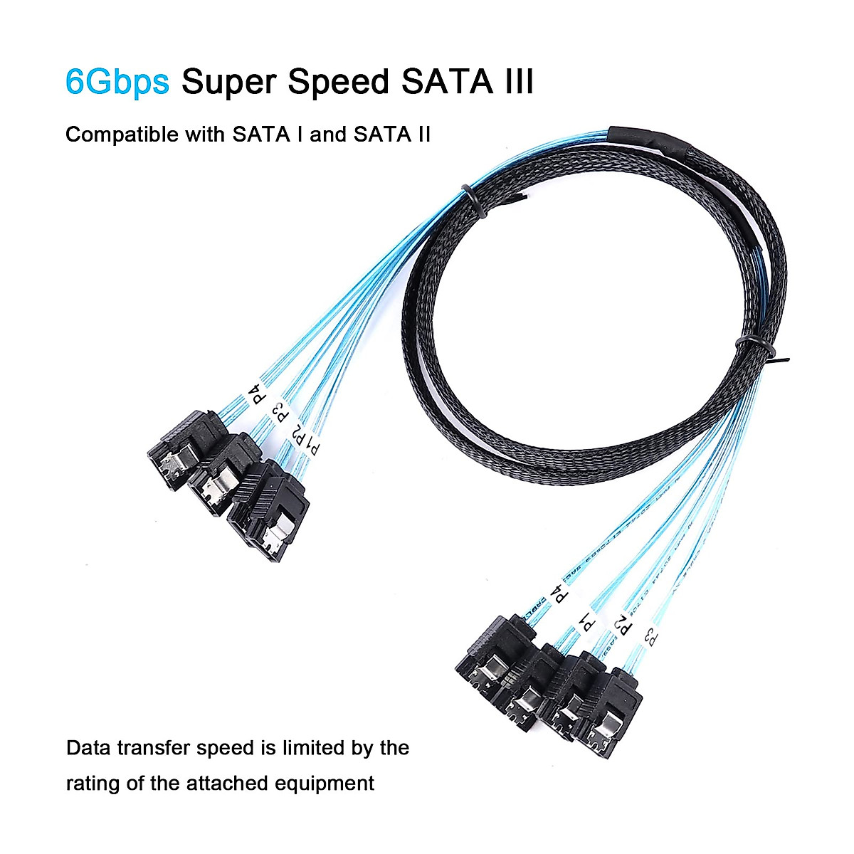ADCAUDX SATA-III Cable-1M, 4Pcs/Set-SATA-6Gbps HDD-SDD Data-Cable Replacement for Server Bitcoin Computer SSD HDD CD DVD Drives Raid (3.3FT)