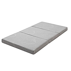 Vyfipt Tri Folding Mattress Single Size,4 Inch Tri Fold Memory Foam Mattress Topper Single Size 75"×25"×4",Grey