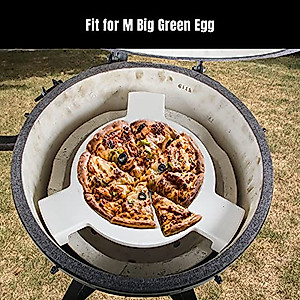 Ceramic Plate Setter Heat Deflector for Medium Big Green Egg Plate Setter Smoking Stone Pizza Stone ConvEGGtor Big Green Egg Accessories Heat Plate Replacement for Kamado Grill