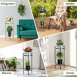 H HOMEXIN Plant Stand Indoor, 2 Tier Metal Tall Plant Stands 23.4" Multiple Plant Rack Holder, Heavy Duty Rustproof Flower Shelf Display for Apartment Corner Home Garden Patio
