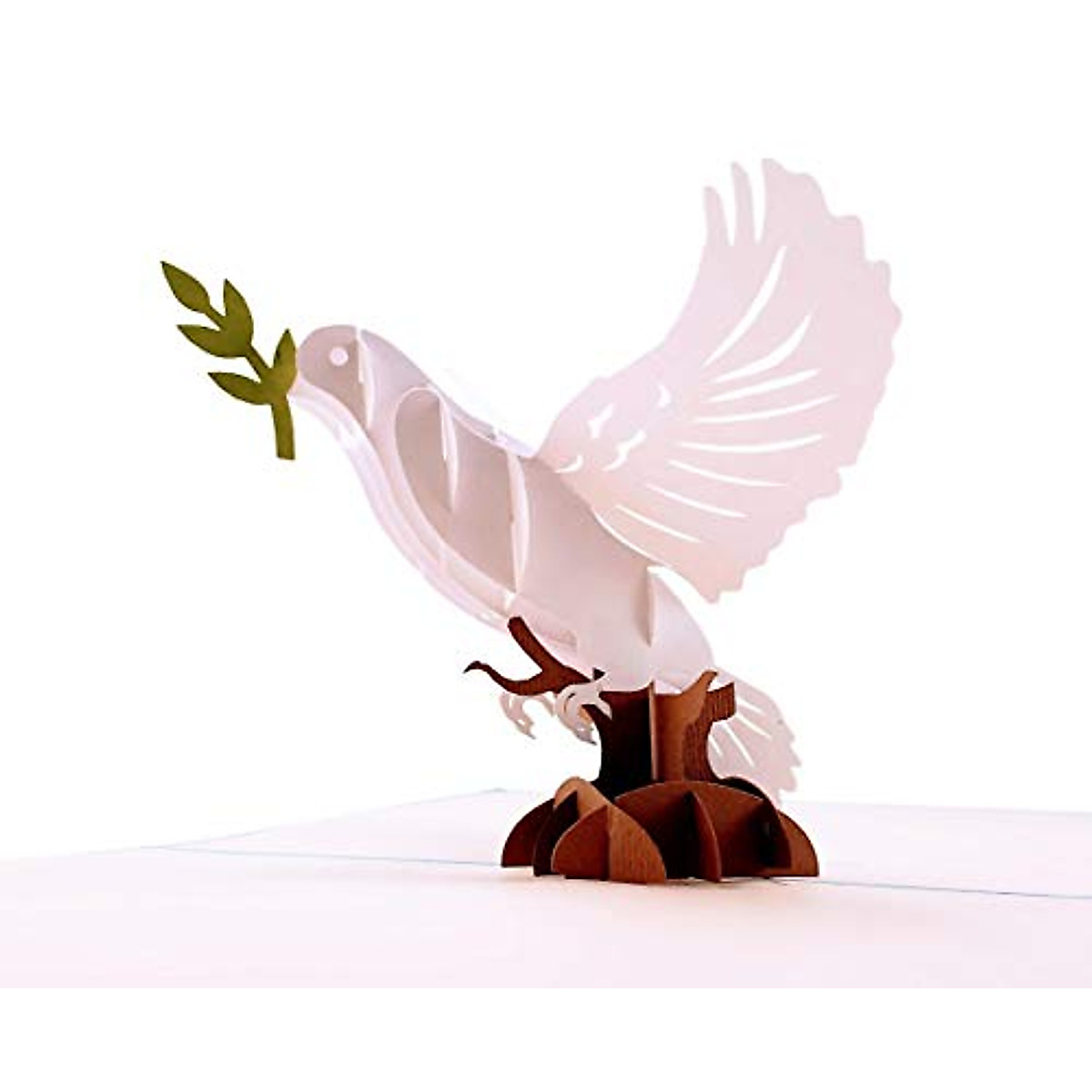 iGifts And Cards Inspirational White Dove with Olive Branch 3D Pop Up Greeting Card - Religious Sympathy Card, Condolences Card, Congratulations Ordination Gift, Beautiful Priest Appreciation Present