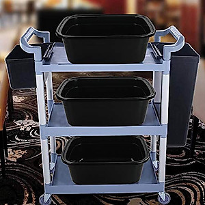 Jekiyo 16 Quart Dish Pan, Black Plastic Tubs, 3 Packs