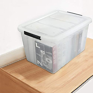 Waikhomes 4 Pack Large Plastic Storage Boxes, Large Lidded Storage Bins with Wheels, 70 L