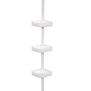 Zenna Home Tension Corner Shower Pole Caddy, White