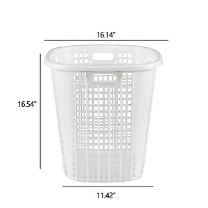 Buyitt Plastic Large Laundry Hamper, Portable Laundry Basket for Home, Bathroom, College (6-Pack, White)