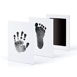 Hottest! Safe Non-Toxic Baby Footprints Handprint No Touch Skin Inkless Ink Pads Kits for 0-6 Months Newborn Pet Dog Paw Prints Souvenir (One Size, Black)