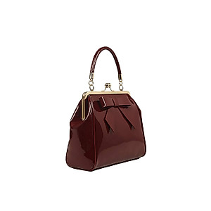 Dancing Days American Vintage Rockabilly Retro 50s Top Handle Bag Handbag (Burgundy)