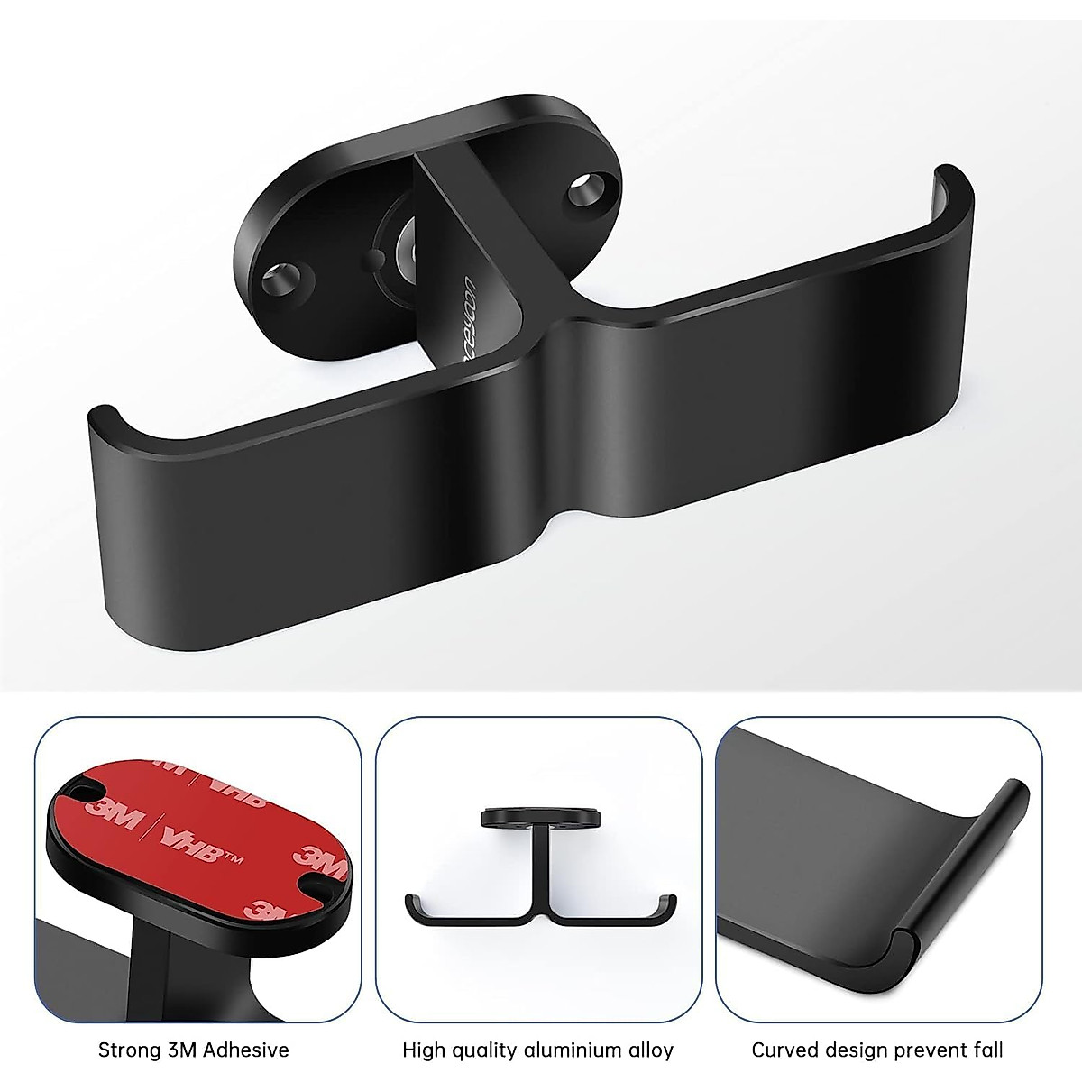 aceyoon Headphone Stand Hanger Under Desk Designed Aluminum Headphone Holder Hook 90° Rotatable Headsets Adhesive & Screws Universal Compatible with PC Gaming DJ Headsets