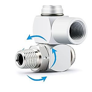 Creallr Air Hose Fittings, 1/4" NPT 360 Degree Swivel Air Hose Connector, 1/4 Inch Industrial Swivel Portable Aluminum Air Tool Adapter(2 Pieces)
