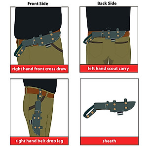 GCS Handmade G10 Handle D2 Tool Steel Tactical knife Hunting Knife Camp Knife with leather sheath Full tang blade designed for Hunting & EDC GCS 232