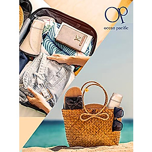 Ocean Pacific Beach Roll Up Straw Sun Hat Visor for Women, Sun Protection UPF 50 (White)