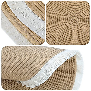 LOVSTORAGE Round Straw Floor Meditation Cushion, Hand Woven Jute Braided Rug Yoga Mat 120cm Natural Fiber Round Collection Round Natural Handmade Reversible Area Rugs for Living Room, Kitchen