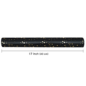 RUSPEPA Wrapping Paper Roll - Mini Roll - Gold Foil Star Black Background Design for Wedding, Birthday, Shower, Congrats, and Holiday - 17 Inches X 32.8 Feet