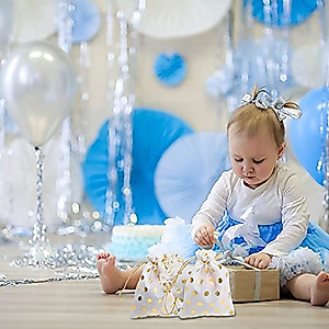 DERAYEE Drawstring Burlap Gift Bags, 5 x 7 Inch Linen doodie Bags for Wedding Party Favors (24-Pack)