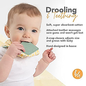 BooginHead Cotton Baby Bandana Teething Bib 2-Pack, Pink Hearts