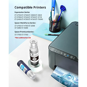 Hiipoo Compatible T502 502 (Not for Sublimation) Ink Refill Bottles for Ecotank ET-2750 ET2760 ET-2803 ET-3750 ET-4750 ET-3760 ET-4760 ET-2850 ET-4850 ET-3700 ET-3710 ET-15000 ET-2800 ST-4000 Printer
