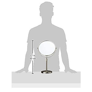JERDON Two-Sided Tabletop Makeup Vanity Mirror - 5X-1X Magnification & Swivel Design - 9-Inch Diameter Mirror with Adjustable Height - Polished Chrome Finish - Model JP4045C