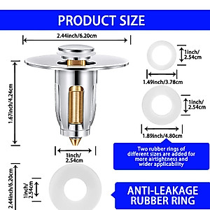 Ygapuzi Universal Bathroom Sink Stopper,Anti Clogging Pop-Up Drain Strainer with Filter Basket Sink Plug Accessories Replacement Fit for Inner Diameter 1.02-1.96 Inch Drain Holes