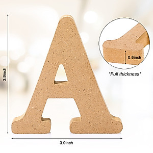 4 Inch DIY Wooden Letters for Crafts Easter Alphabet Letters for Table Decoration Paintable Decorative Letters Standing Letters Slices Sign Board Decoration for Craft Home Party Projects (A Style)