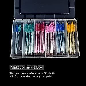 Vidifor 2 Pack 6 Grids Tackle Box Organizer Mascara Brushes Container Fishing Tackle Tray Box Plastic Storage Organizer Container for Crafts, Beads Earrings, Screws, Nail, Pins