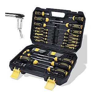 DOWELL Magnetic Screwdriver Set Slotted/Phillips/Torx 108-Piece Stubby Screwdriver Mini Precision Screwdriver Bits Set Hex Key Set Magnetizer Tool Kit for Repair Craft