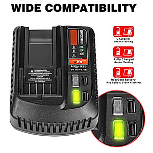 Lxljiad 20V Charger Replacement for Craftsman V20 Lithium Battery Charger Compatible with Craftsman 20V CMCB204 CMCB202 CMCB205 CMCB100 CMCB101 CMCB104 Fast Charger