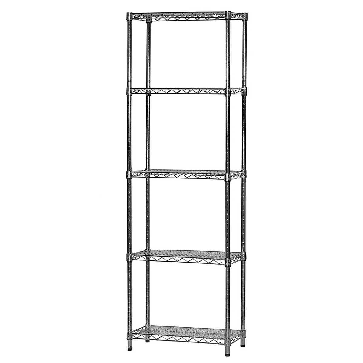 Shelving Inc. 12" d x 24" w x 72" h Chrome Wire Shelving with 5 Tier Shelves, Weight Capacity 800lbs Per Shelf
