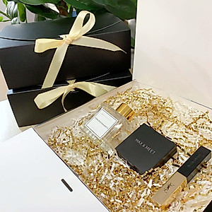 PLINJOY 4 OZ Crinkle Cut Paper Shred Filler for Gift Basket Shredded Confetti Paper Box Stuffing Easter Basket Grass (Gold White)