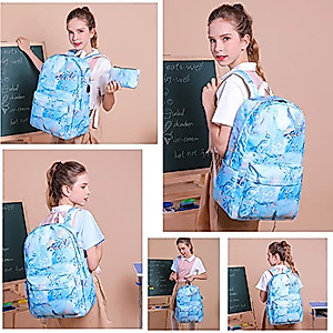 EZYCOK Laptop Backpack for Girls Women, Water Resistant School Bookbag Casual Daypack Travel Backpack with USB Charging Port