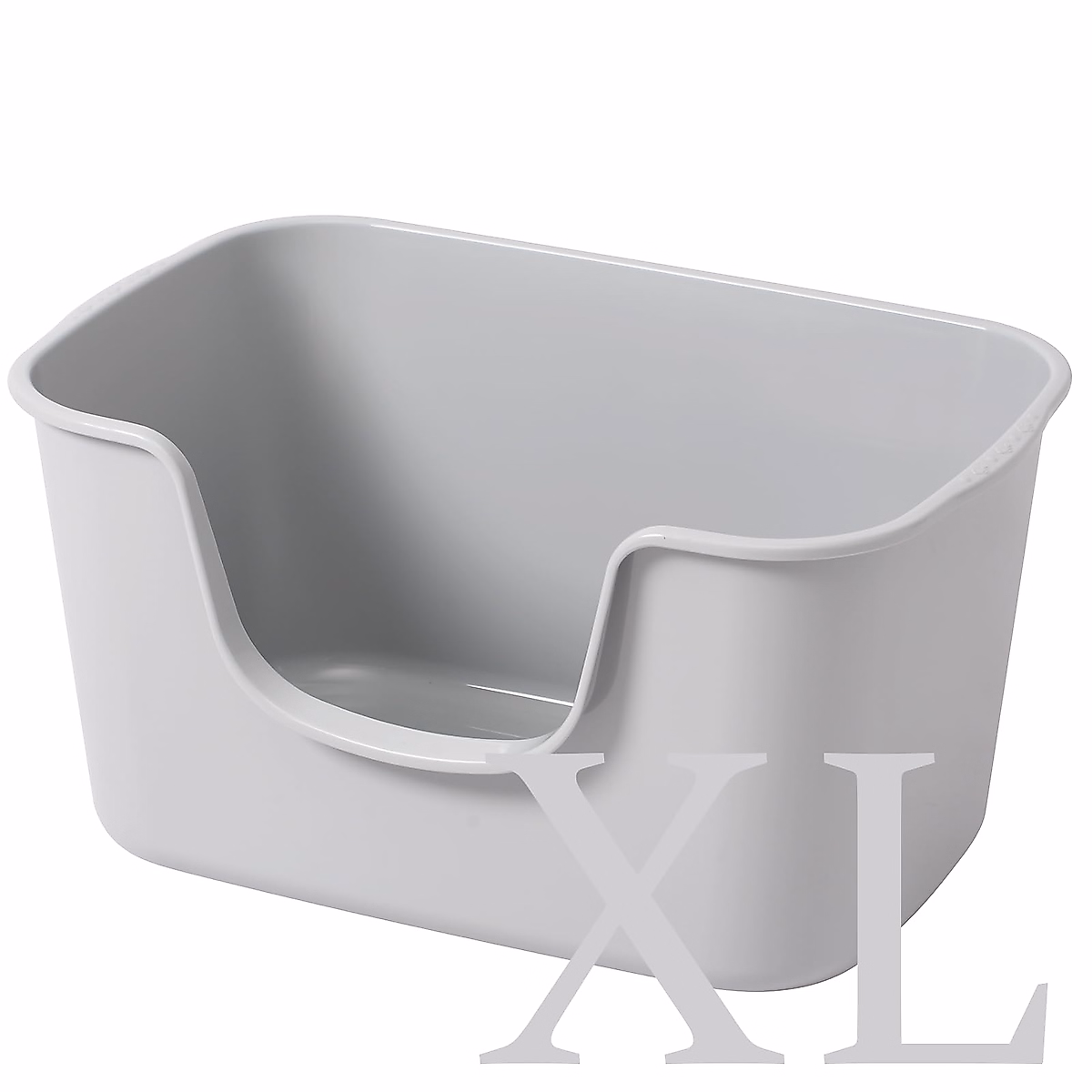 Smart Paws Extra Large Jumbo Cat Litter Box for Maine Coon Cats, Open Top High-Sided Anti-Splash Litter Pans, Durable XL Kitty Bathroom for Multi-Cat Households (Grey)