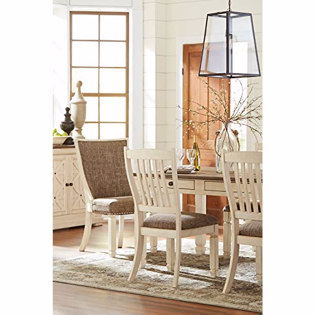 Signature Design by Ashley Bolanburg Farmhouse Dining Table with Drawers, Seats up to 6, Whitewash