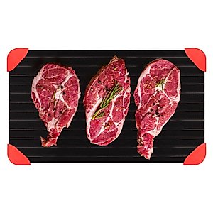 LOMUTY Quick Thaw Defrosting Tray Natural Thawing Frozen Meat, Miracle Thaw Defrosting Tray Original, Fast Meat Defrosting Plate Board for Fish with Four Silicone Corners Inside.