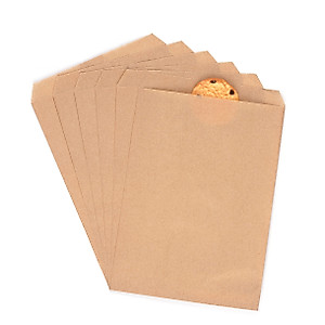 Quotidian Brown Flat Kraft Paper Cookie Bags 5x7 for Bakery Treat Candies Dessert Chocolate Soap Wedding Invitation Party Favor, Pack of 100 (5’’ x 7’’)