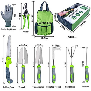 GTSHOMO Garden Tools Set,9 Pcs Stainless Steel Heavy Duty Gardening Tools Set,Pruning Outdoor Hand Tools,Garden Hand Tools Starter Kit,Landscaping Tools,Gardening Tools Gift Sets for Women and Men