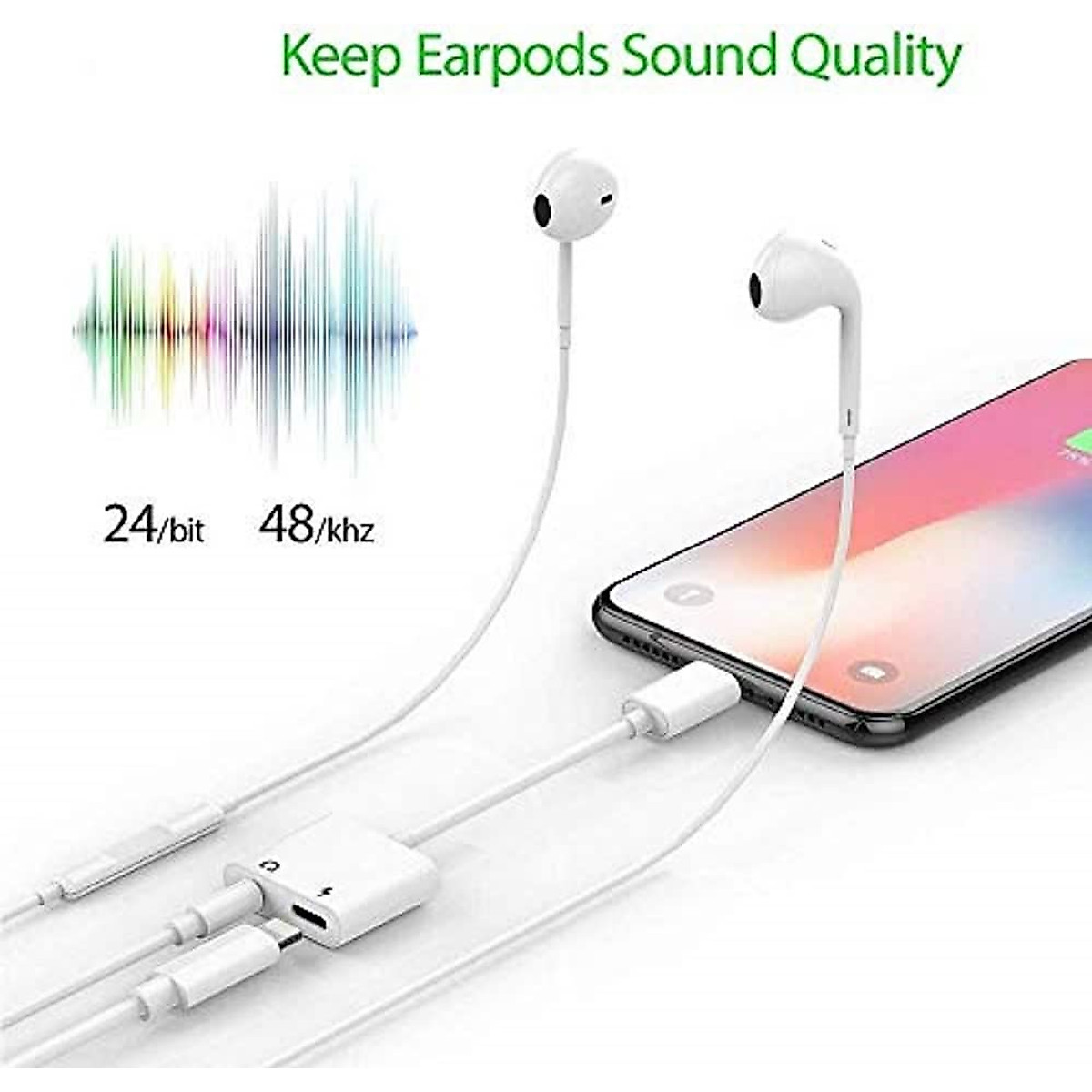 esbeecables MFi Certified 2 Pack iPhone Headphone Adapter, iPhone Splitter Audio and Charge 2 in 1 Dual Lightning AUX + Charger Adapter Dongle Cable Splitter for iPhone 13 12 11 XS XR X 8 7 iPad